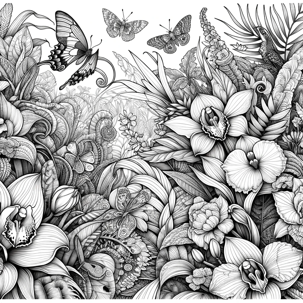 Free coloring pages for adults Spring flowers and butterflies - 123 Go Mama