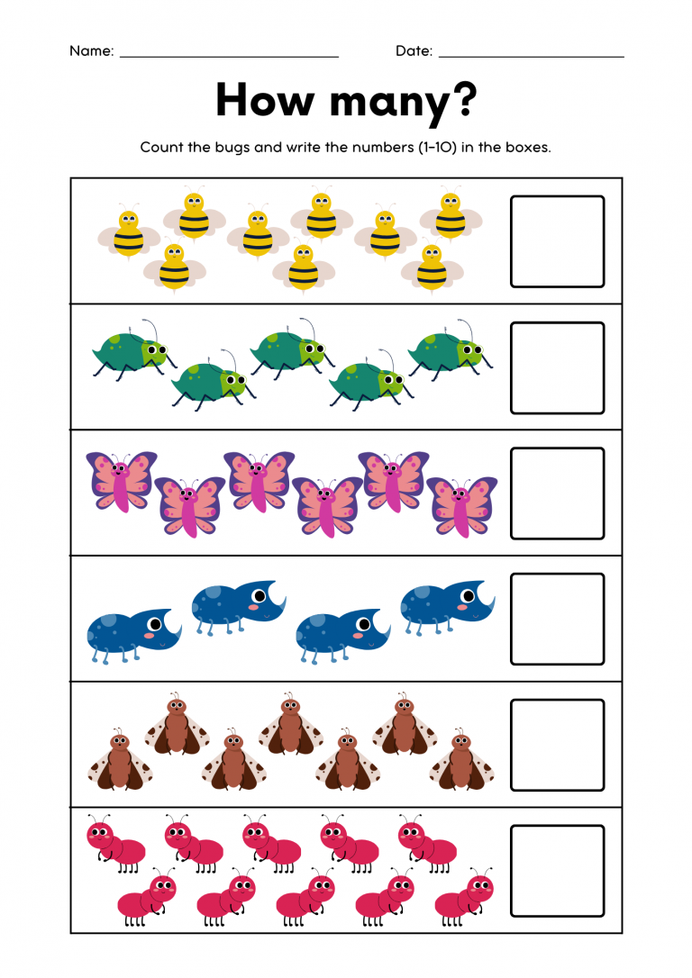 Counting Worksheets for Kindergarten Kids - 123 Go Mama